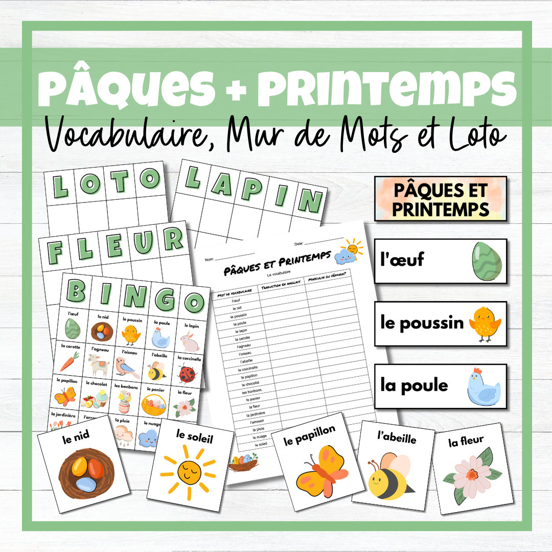 Pâques et Printemps - French Easter & Spring Vocabulary Activity, Word ...
