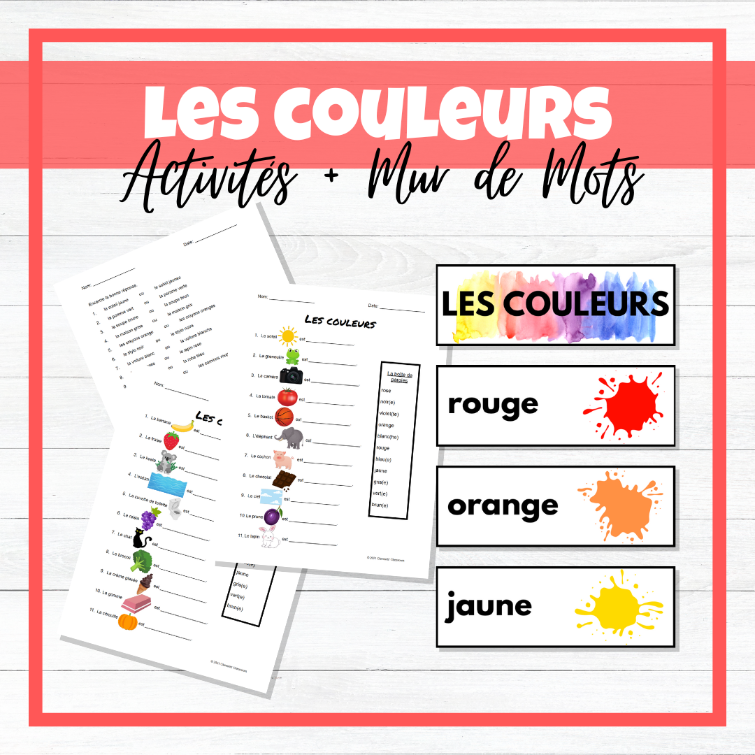 Les Couleurs - Activités + Mur de Mots - French Colours Activities + W ...
