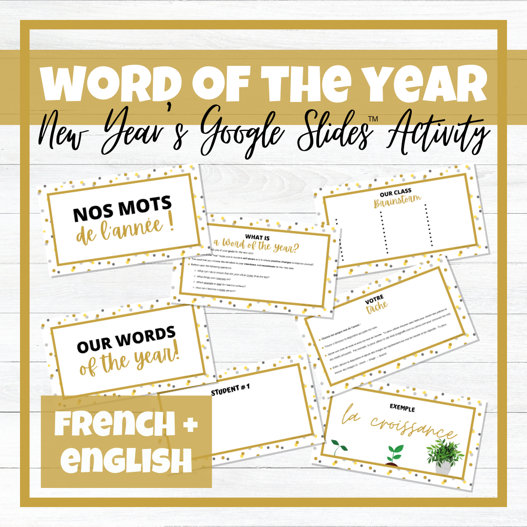 Mot de l'année / Word of the Year - New Year's Bilingual Google Slides ...