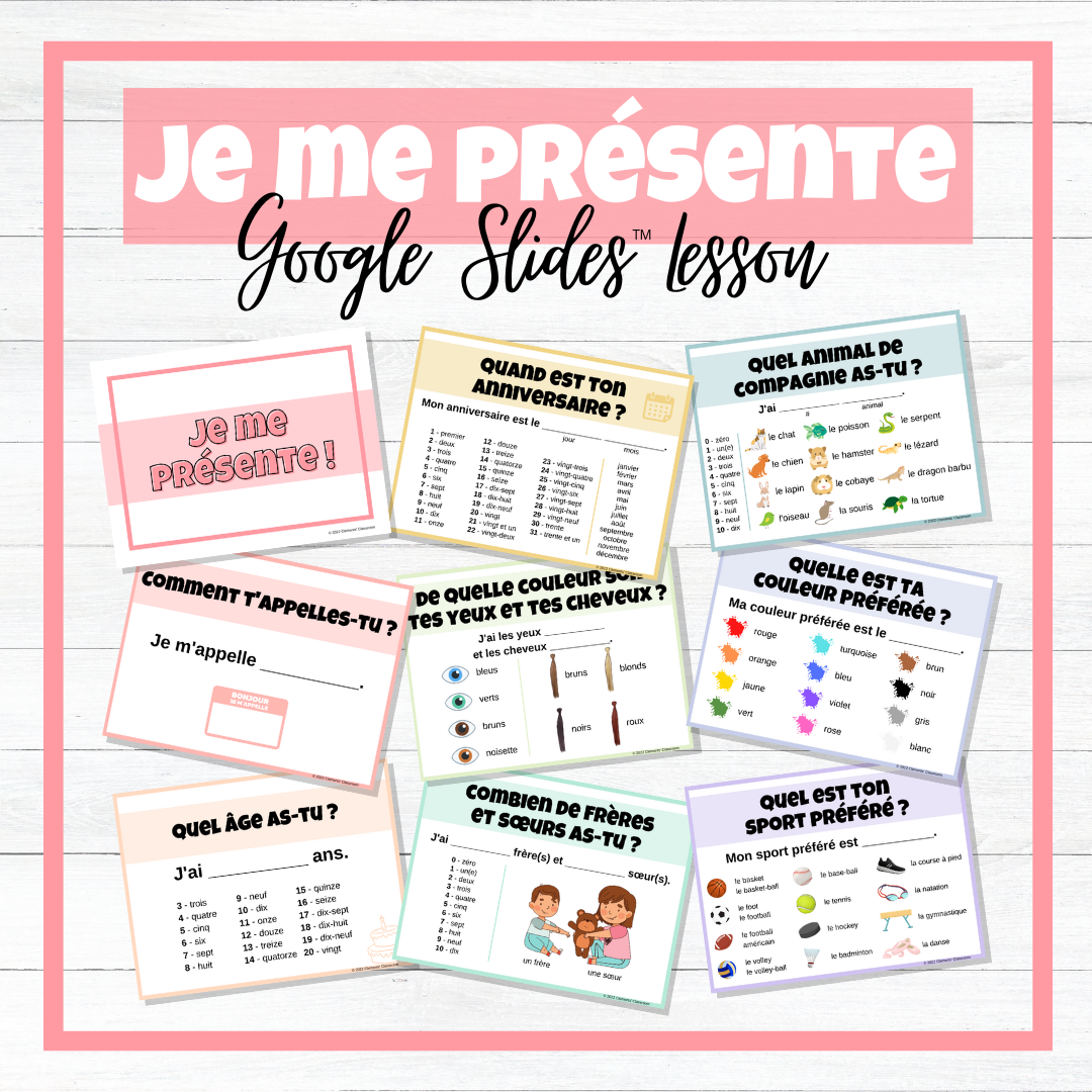 Je me présente - French All About Me -Google Slides™ Lesson & Activiti ...