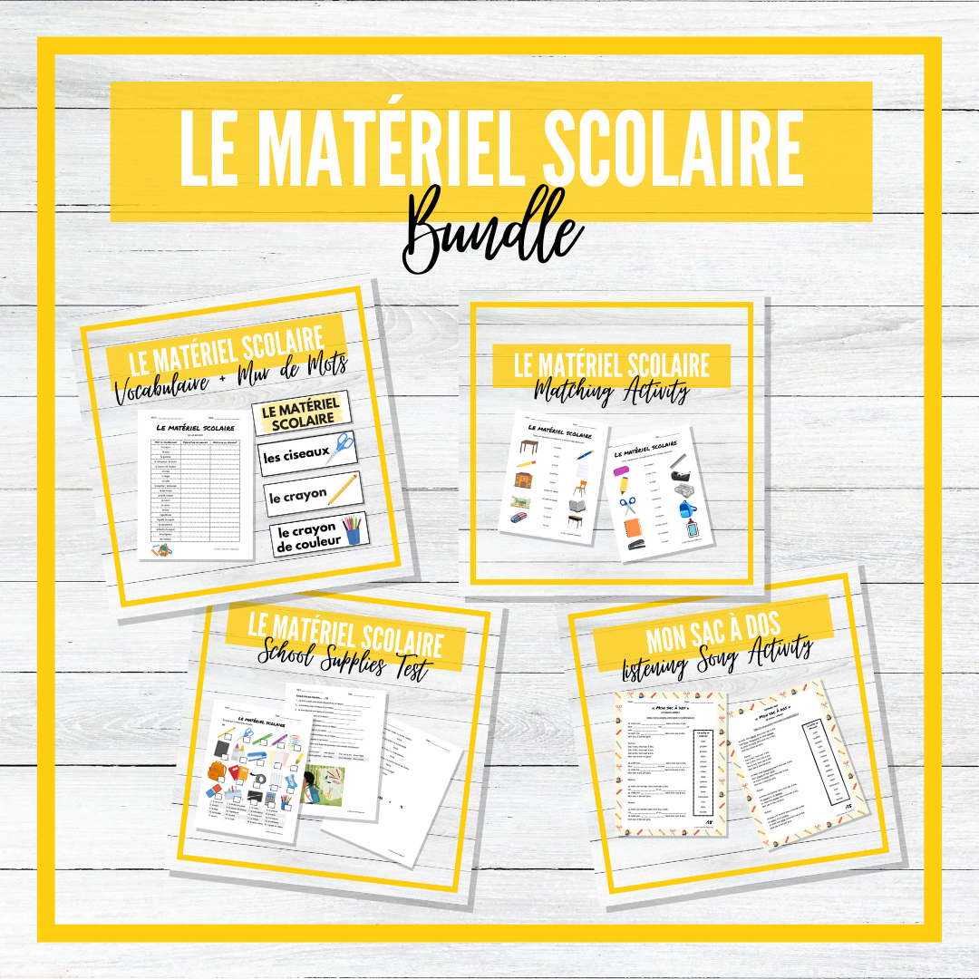 Matériel Scolaire - School Supplies French Unit - BUNDLE! – Clements ...