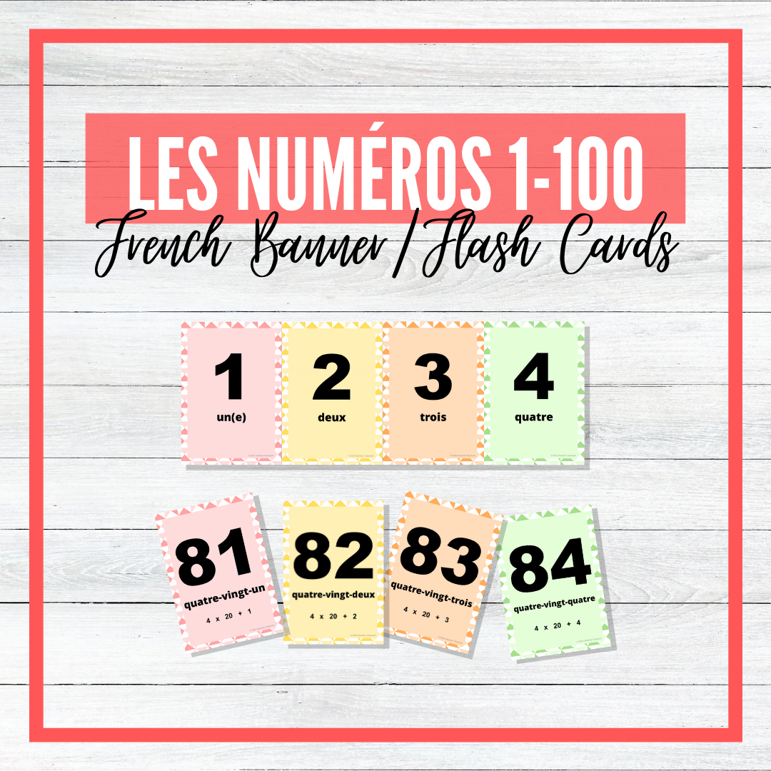 French Numbers 1-100 - Les Numéros 1-100 - Banner / Flash Cards ...