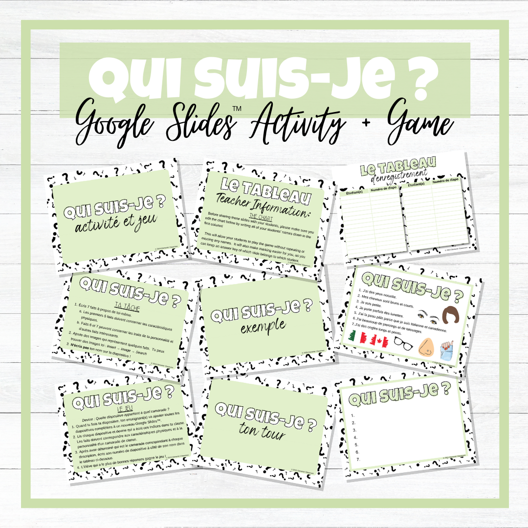Je me présente - French All About Me -Google Slides™ Lesson & Activiti ...